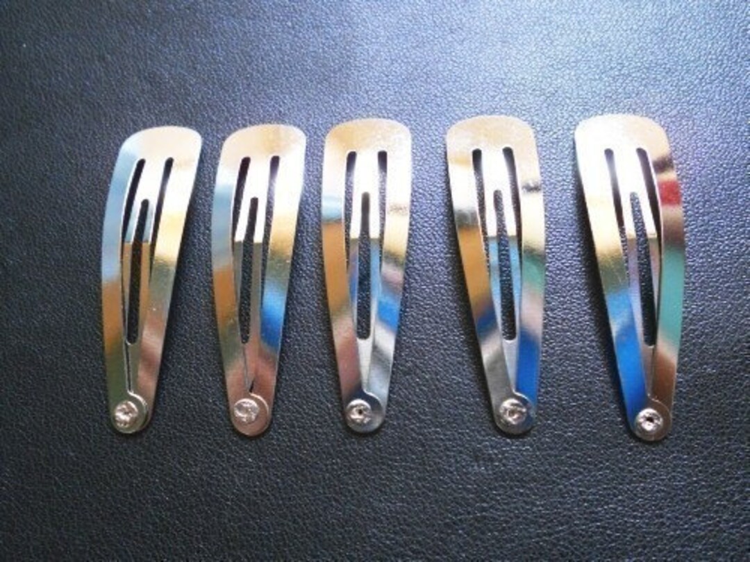 50 Pcs Silver Tone Hair Snap Clips Findings Size 50 Mm - Etsy