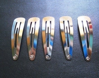50 Pcs Silver Tone Hair Snap Clips Findings Size 50 Mm | Etsy