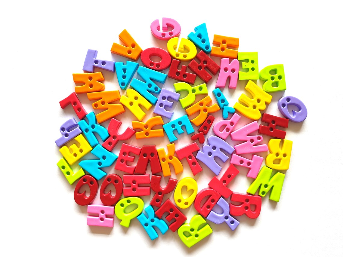 50 Pcs Assorted A B C a Z Letter Buttons 2 Holes for Sewing | Etsy