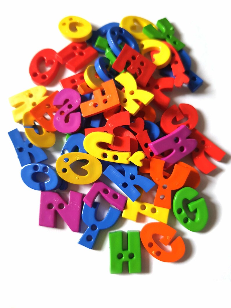 50 Pcs Assorted A B C Letter Alphabet Buttons 2 Holes for - Etsy
