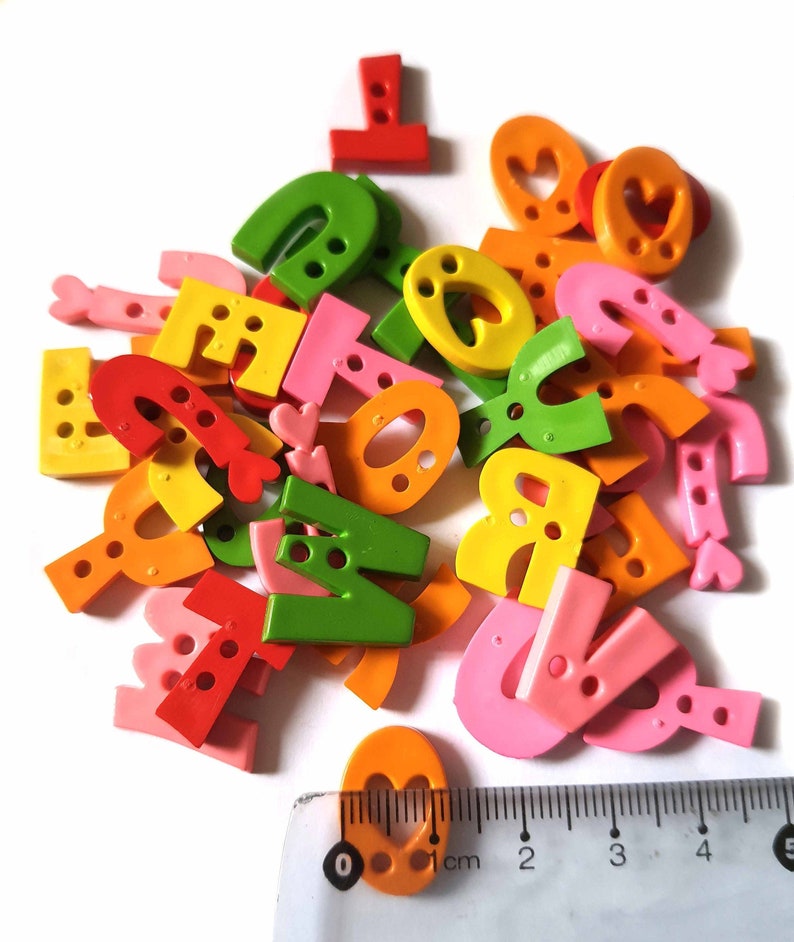 50 Pcs Assorted A B C Letter Alphabet Buttons 2 Holes for - Etsy