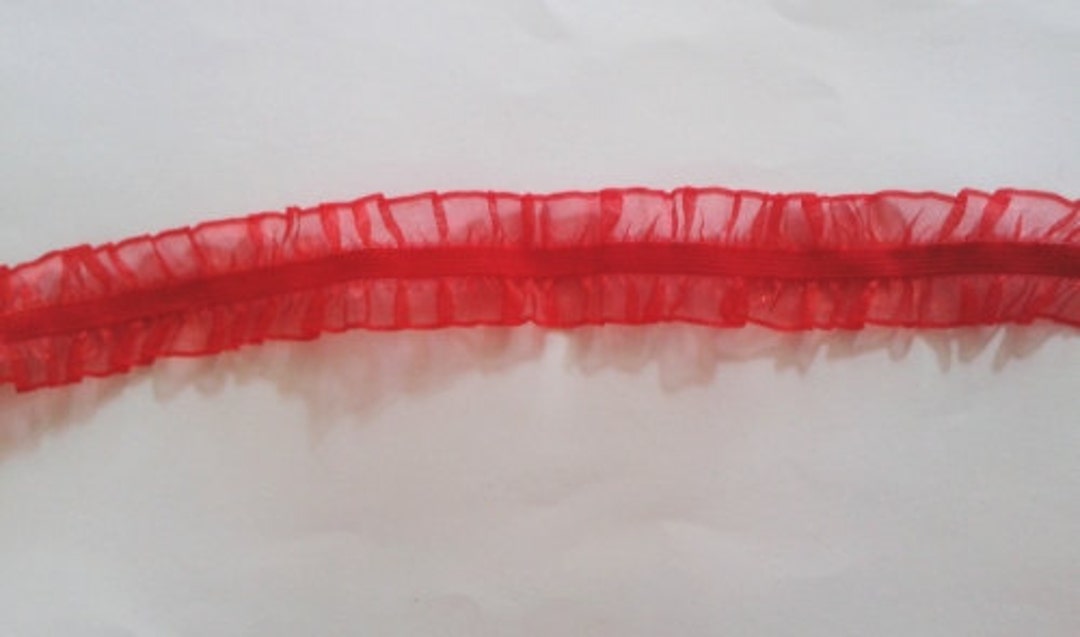 2 Yards Plain Red Organza Ruffle Elastic Trim Size 25 Mm - Etsy