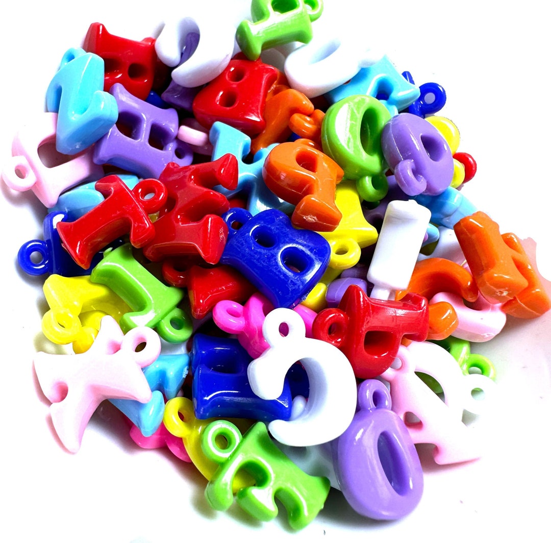 100 Pcs Mix Abc Beads Letter Charm, Alphabet Letter a B C Bead, Abc ...