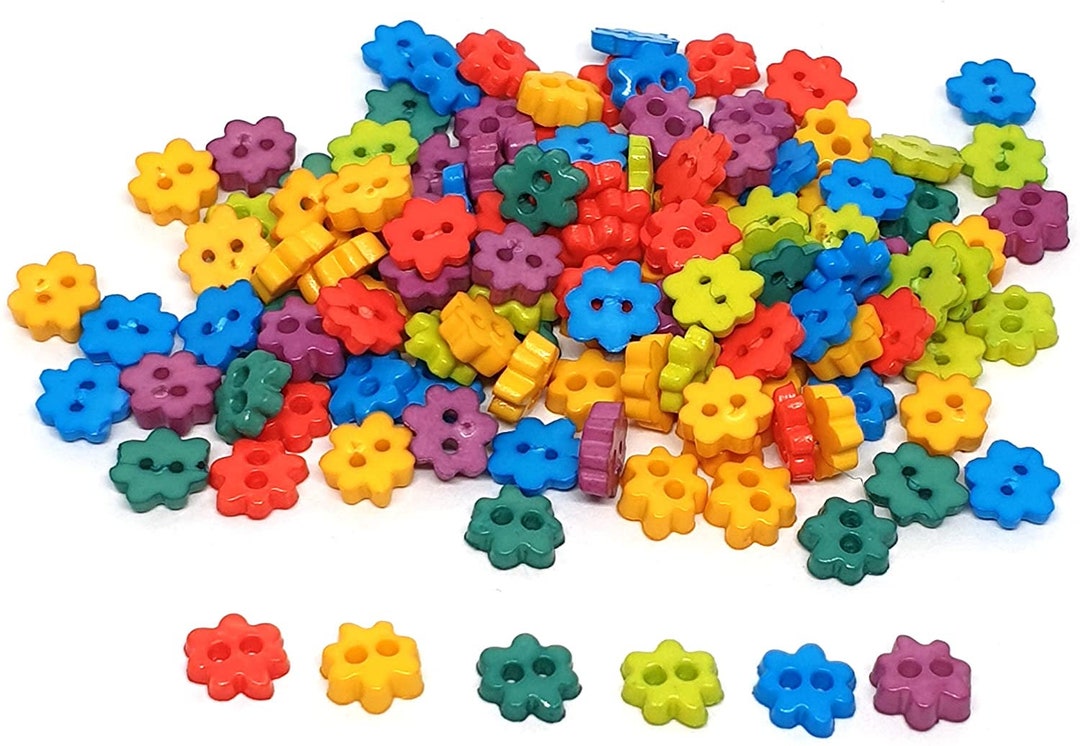 100 Pcs Cute Tiny Flower Buttons Size 6mm Mix Earth Tone Colors for ...