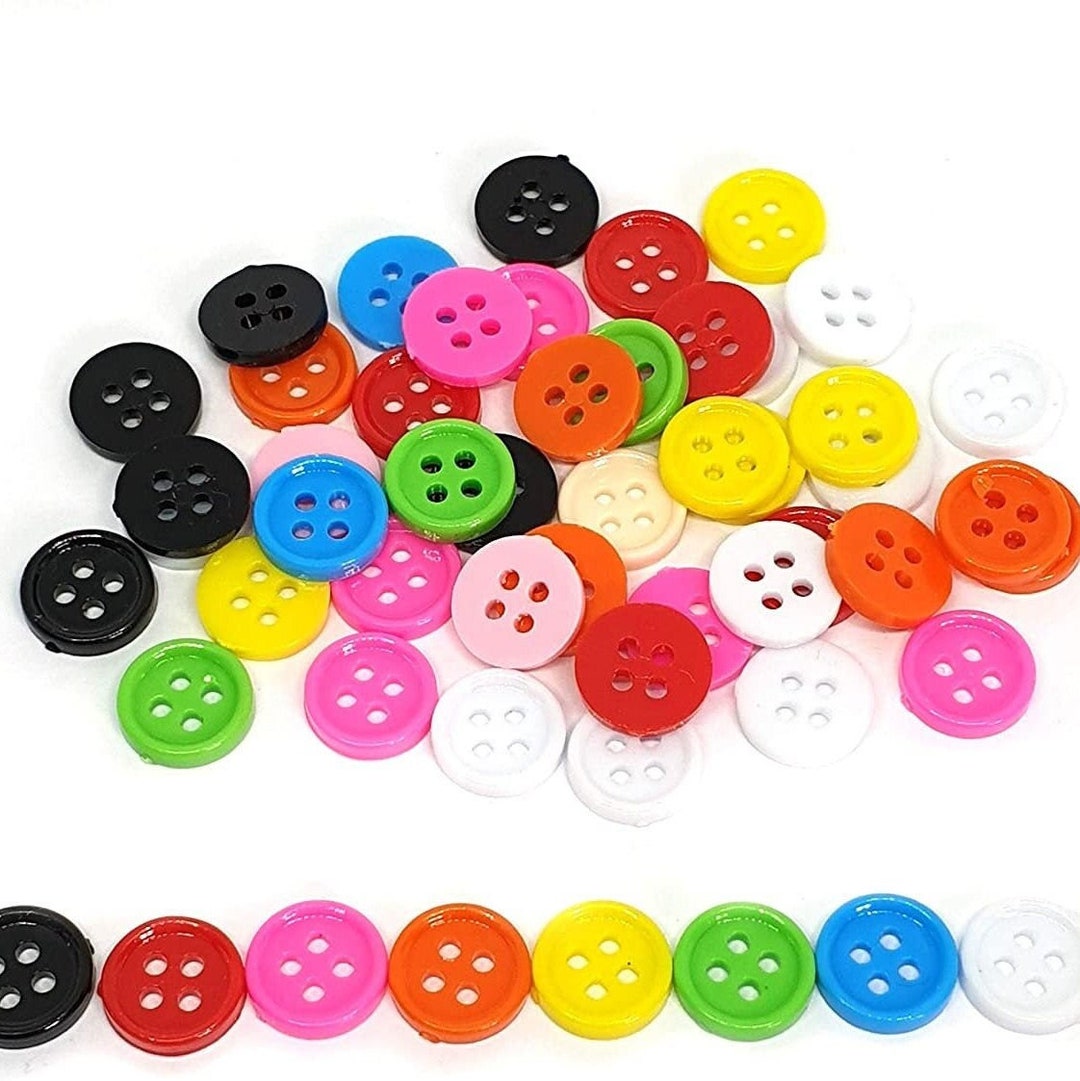 Assorted Colors 11mm Round 4 Holes Buttons, 250 Pcs for DIY Sewing ...