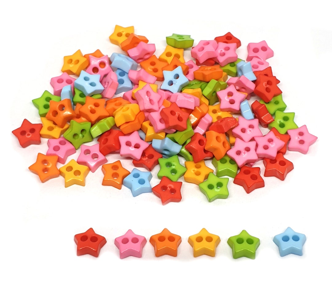 100 Pcs Cute Tiny Star Buttons Size 6 Mm Mix Colors for Sewing Crafts ...