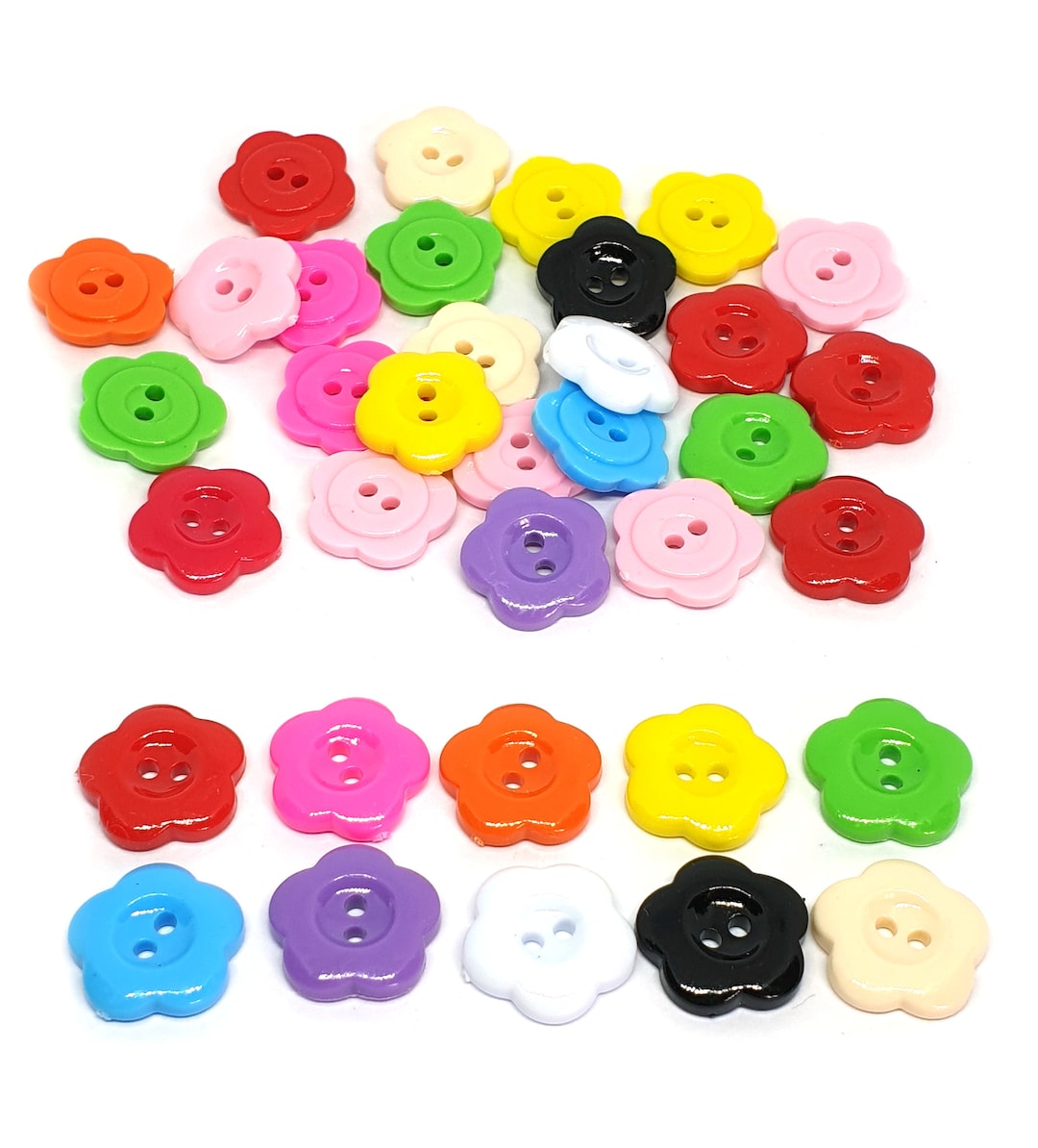 100 Pcs Cute Flower Buttons 2 Holes Size 15 Mm Mix Colors for Sewing ...