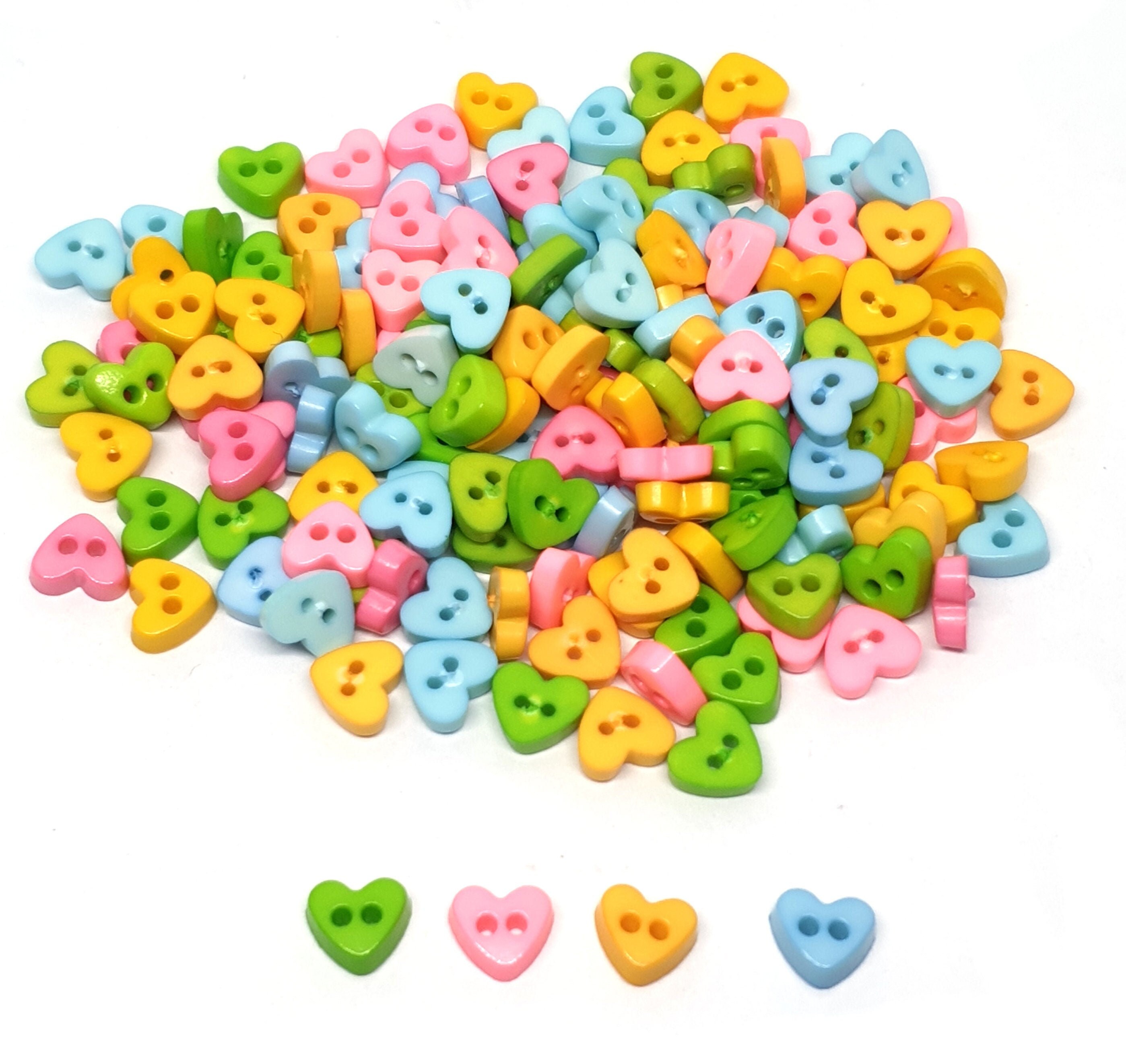 100 pcs Cute tiny small heart buttons mix colors size 7mm for | Etsy