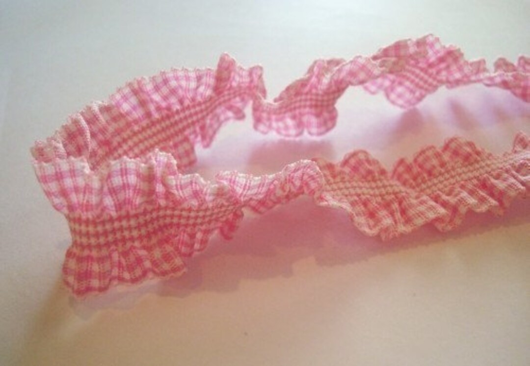 2 Yards Pink Gingham Ruffle Cotton Elastic Trim Size 23 Mm - Etsy
