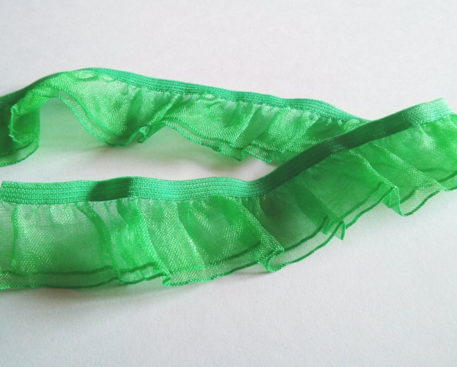 2 Yards Dark Green Organza Ruffle Elastic Trim 2 Layers Size - Etsy