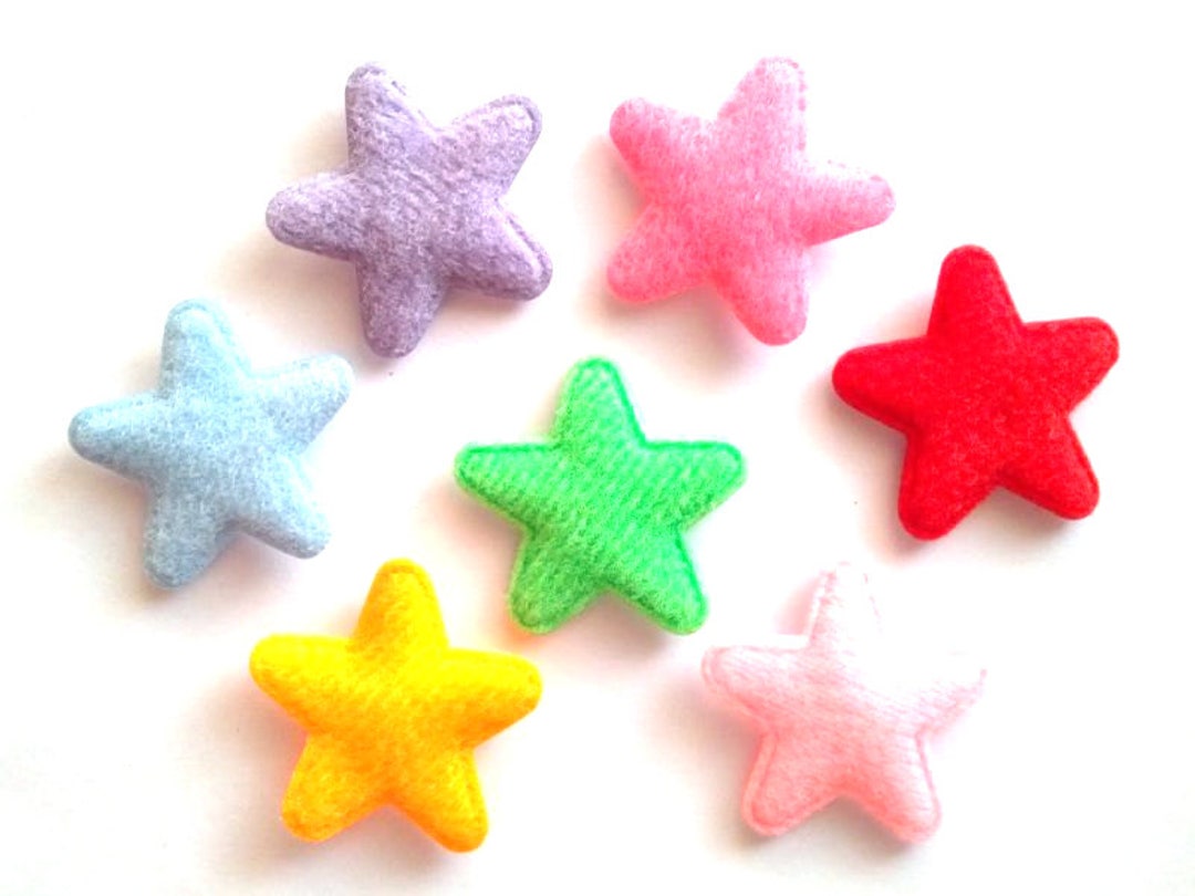 100 Pcs Cute Felt Star Padded Appliques Mix Color Size 25 Mm for Crafts ...