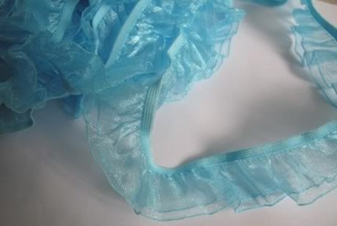 2 Yards Light Blue Organza Ruffle Elastic Trim 2 Layers Size 25 Mm - Etsy