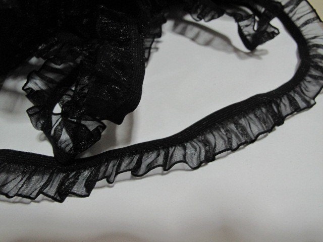 2 Yards 1 Side Trim Black Organza Ruffle Elastic Trim Size 18 - Etsy