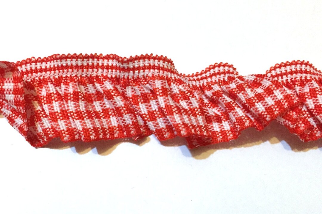 2 Yards 1 Side Trim Red Gingham Cotton Elastic Trim Size 20 Mm - Etsy