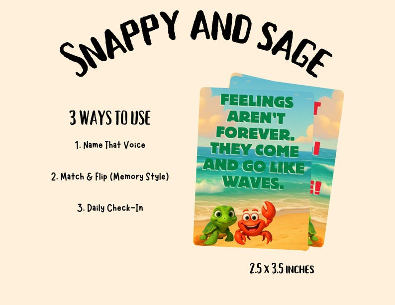 Snappy & Sage Emotional Regulation Cards for Kids Printable Feelings ...