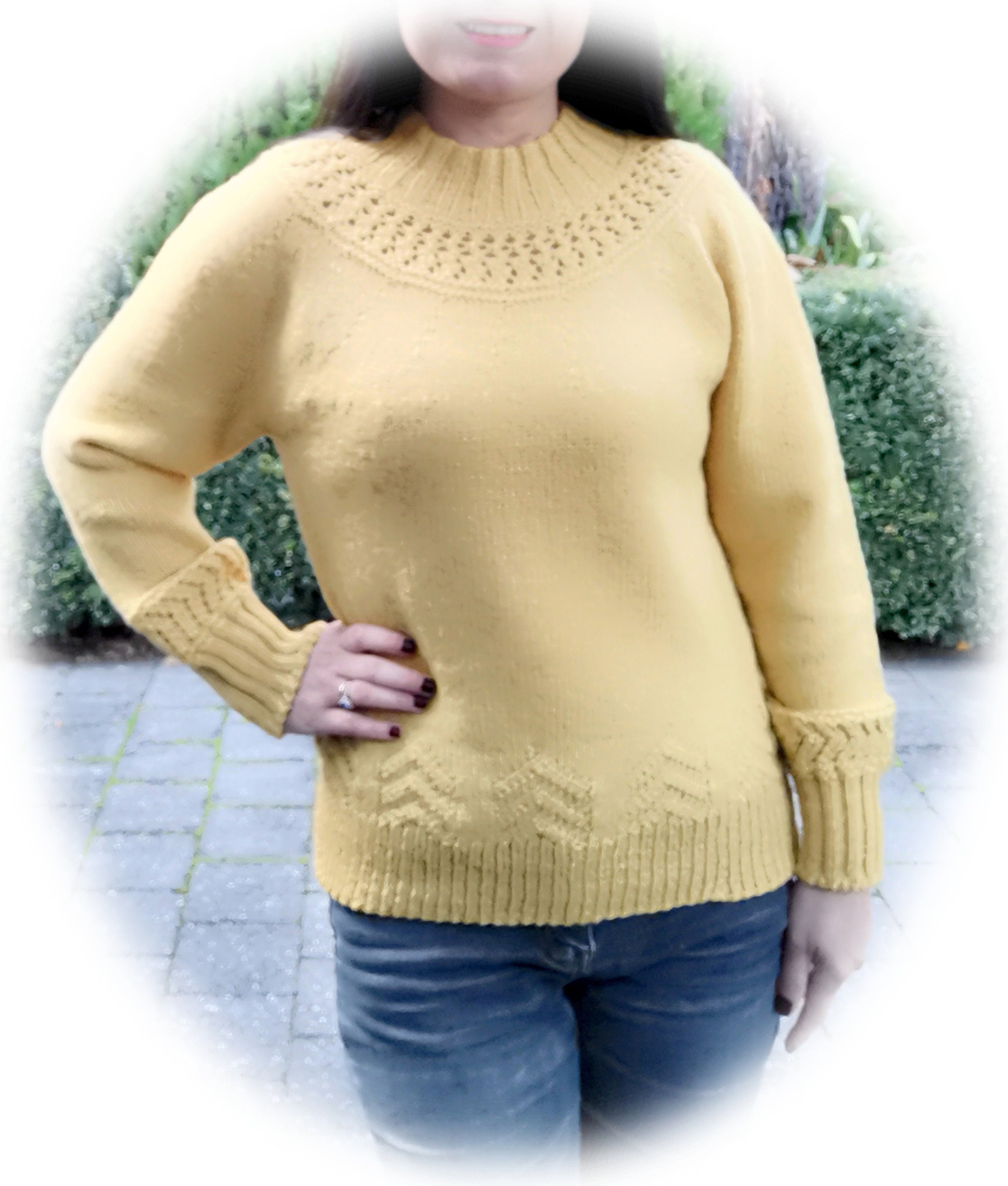 Knitting Pattern - Top Down Seamless Yoke Sweater ⨯ Lace Yoke Textured ...