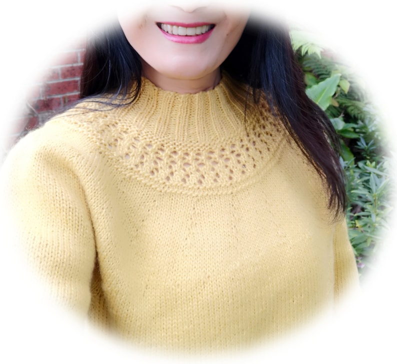 Knitting Pattern - Top Down Seamless Yoke Sweater ⨯ Lace Yoke Textured ...