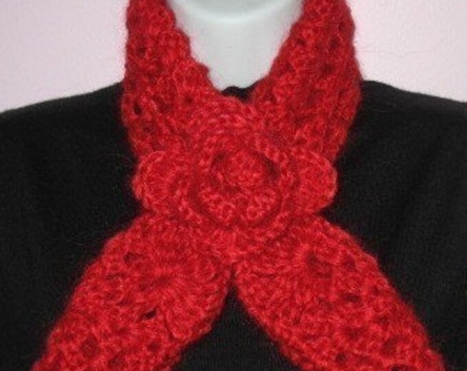 Crochet PATTERN Rose Red Heart Scarf Neckwarmer and Headband - Etsy