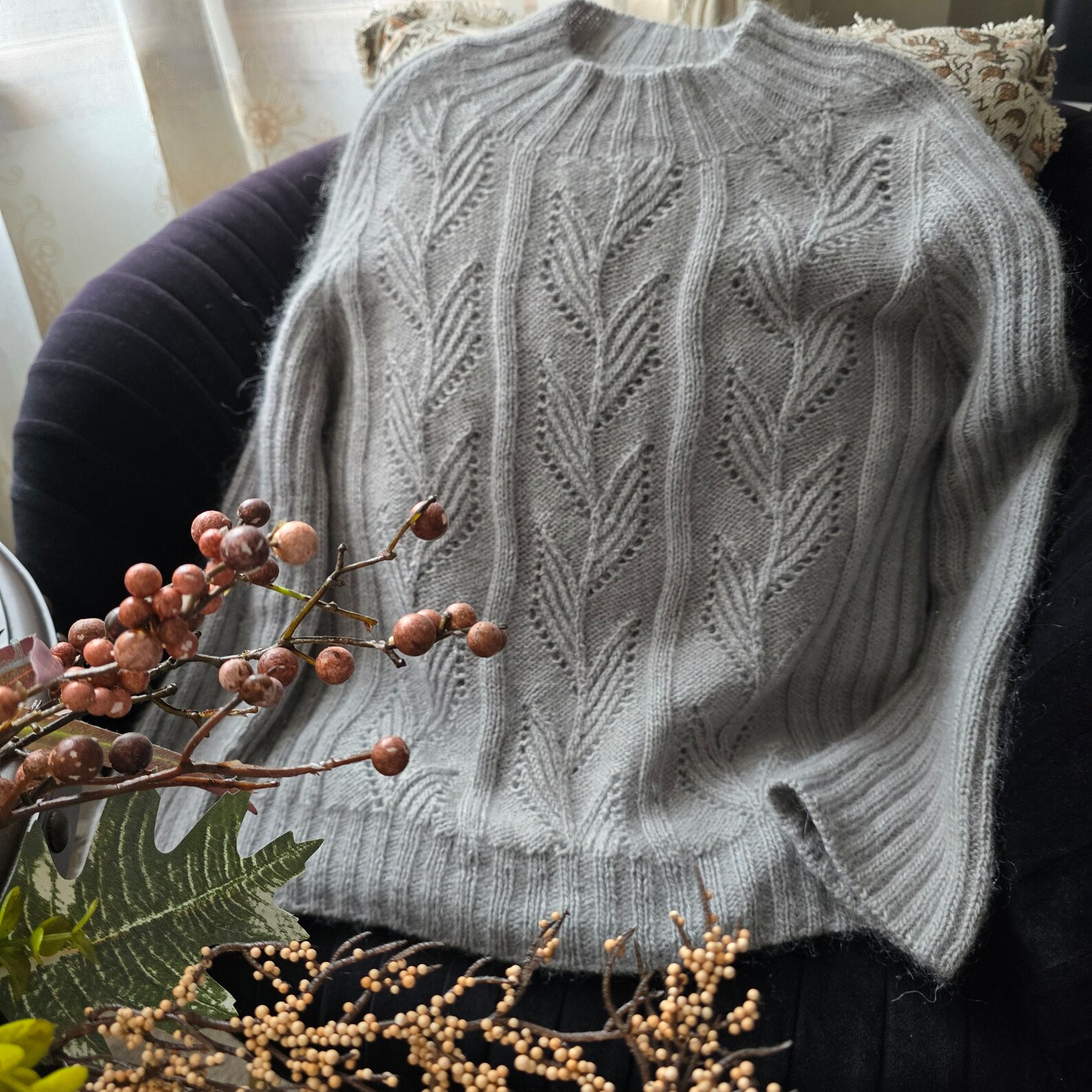 Knitting Pattern - Wild Iris Knit Sweater, Top Down Seamless Classic Comfy Pullover, Texture ...