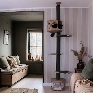 Adjustable Height Cat Tree With Cat Houses and Cat Cushions. Modern ...