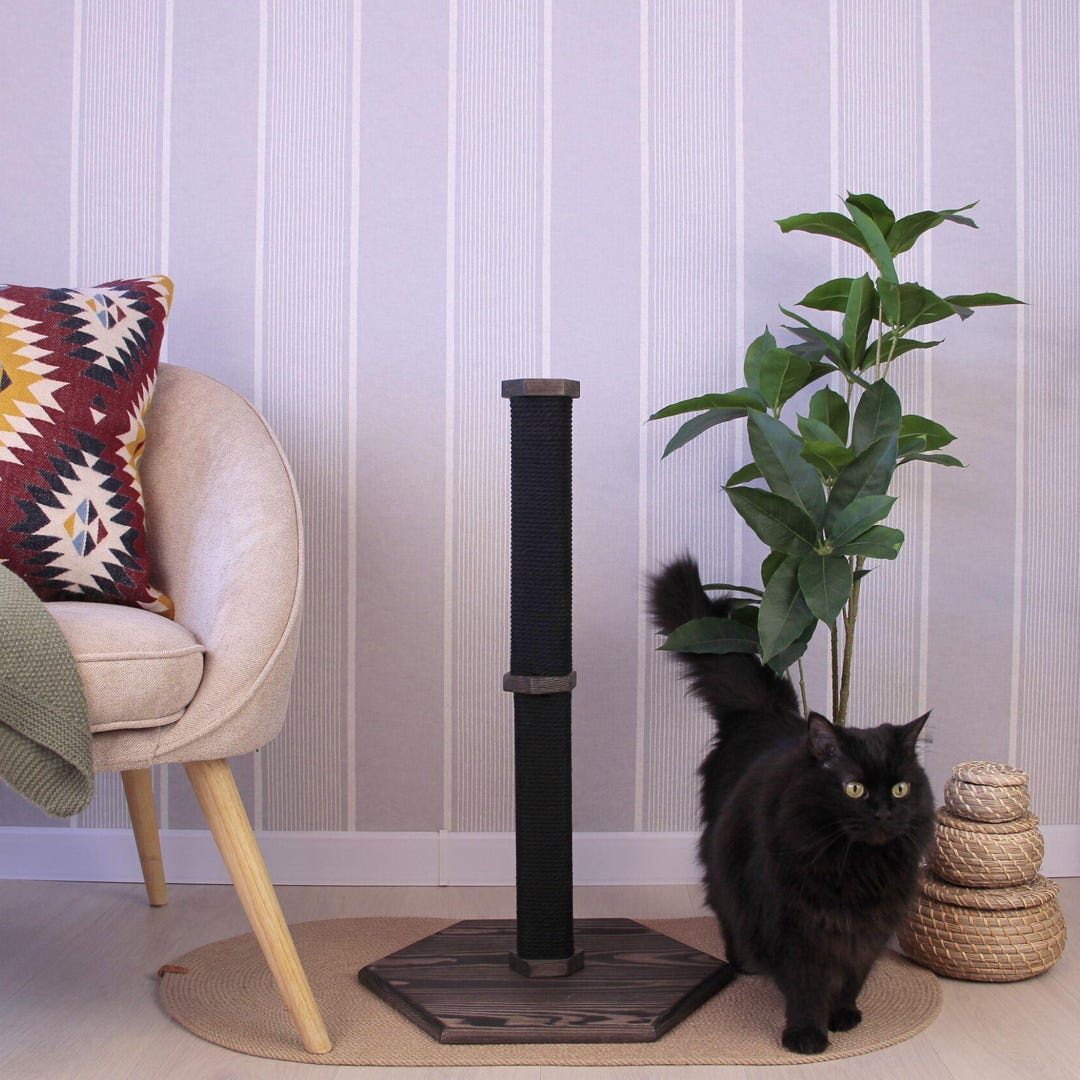 Wooden Cat Scratching Post, Jute/cotton Rope, Modern Design - Etsy