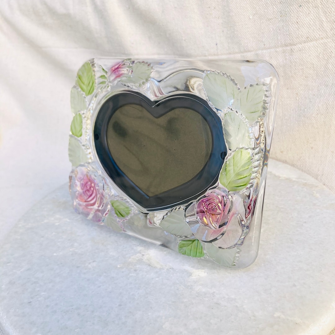 Vintage Coquette Roses Crystal Picture Frame Pink Photo Romantic Clear ...
