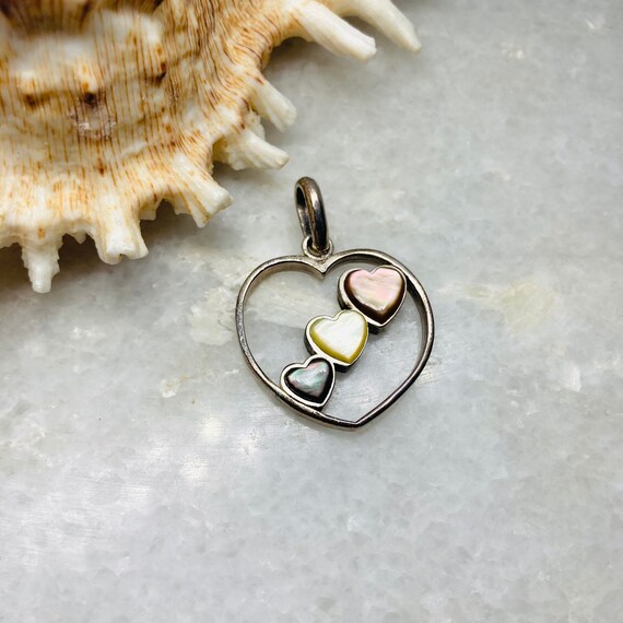 Vintage Shan Ore Silver 3 Hearts Shell Sterling Heart… - Gem