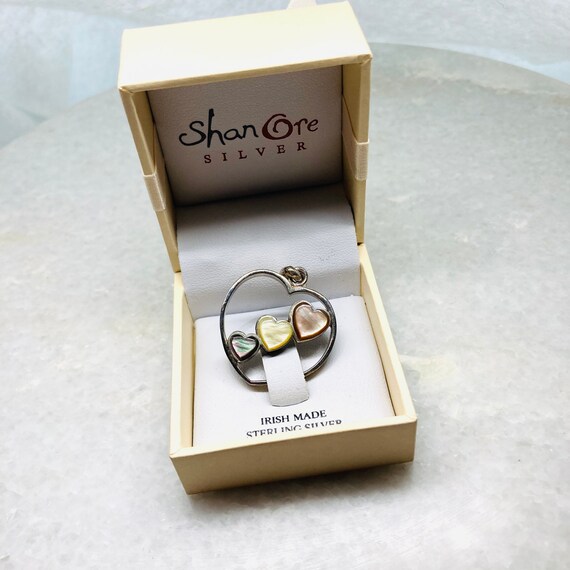 Vintage Shan Ore Silver 3 Hearts Shell Sterling Heart… - Gem