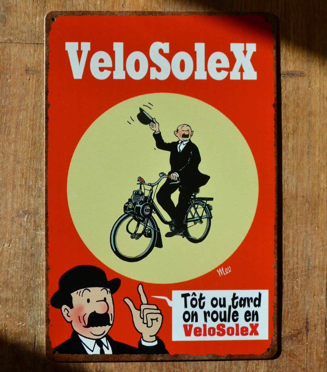 Vintage Tintin Metal Sign Retro French Velosolex Ad Poster Bicycle ...