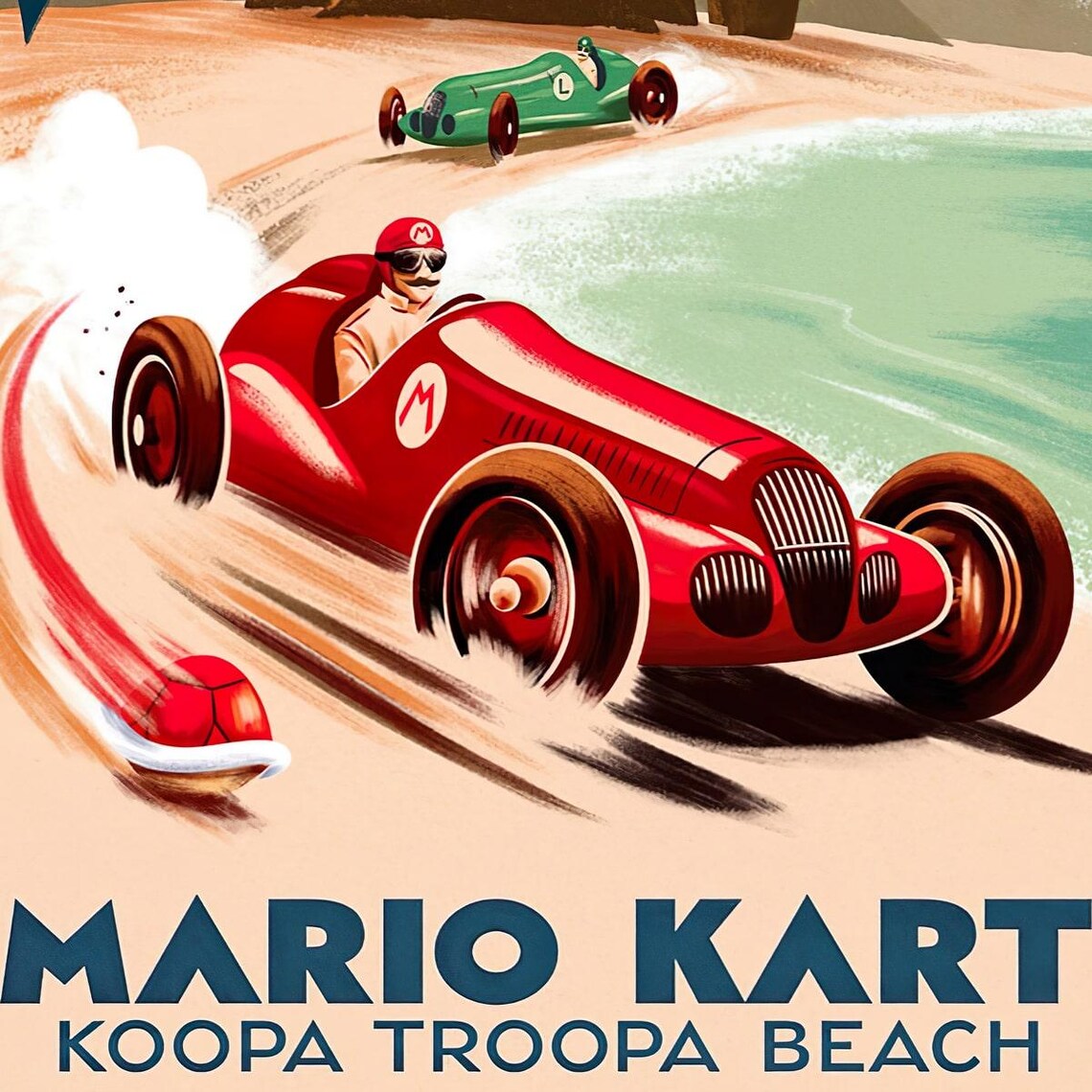 Vintage Mario Kart Metal Sign 1930s Retro Grand Prix Art, Classic ...