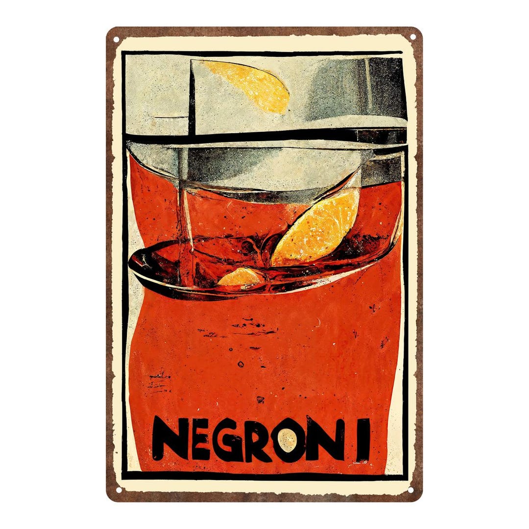 Vintage Negroni Metal Sign Mid-century Italian Cocktail Decor, Retro ...