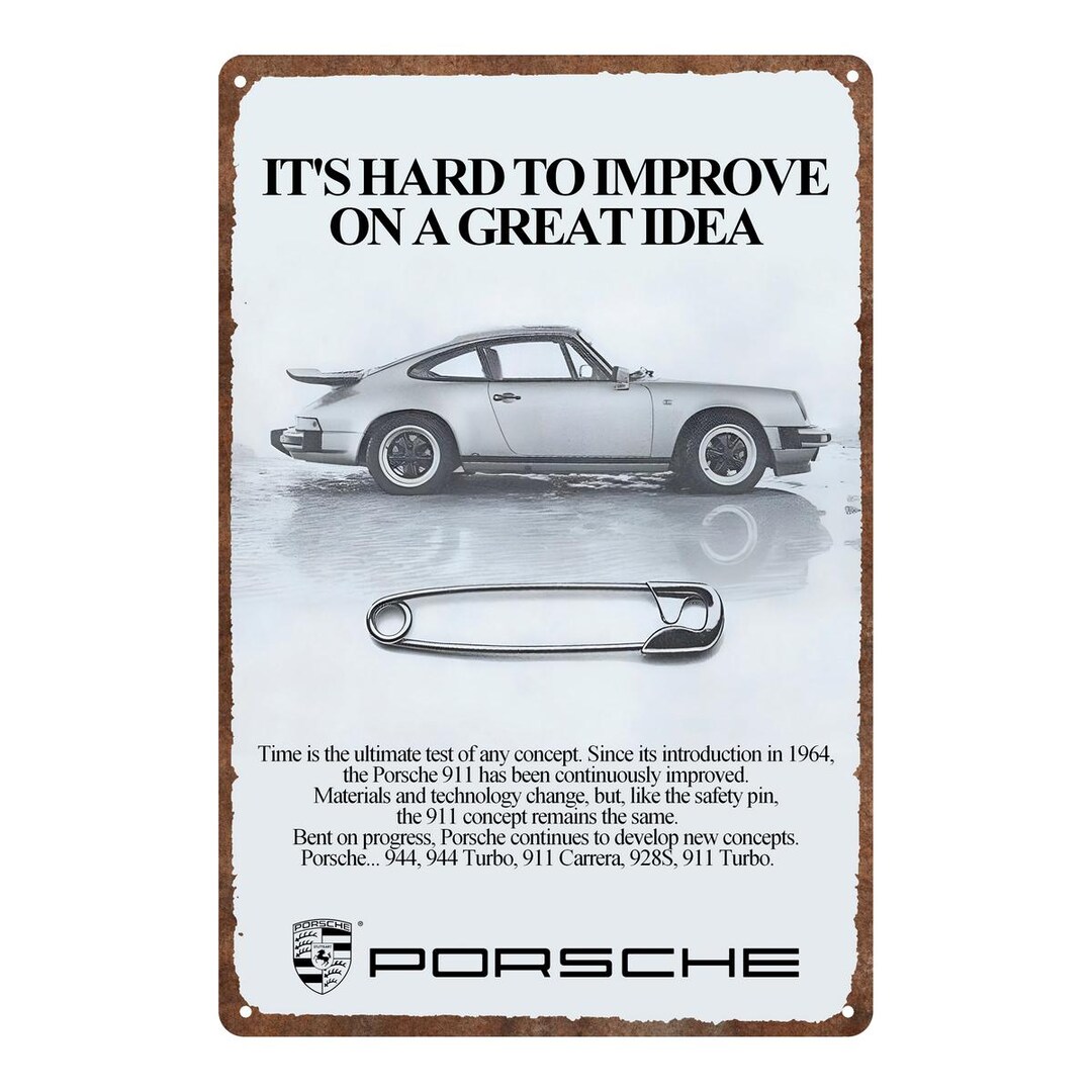 Vintage Porsche 911 Ad Metal Sign Retro Wall Art Decor Classic Sports ...