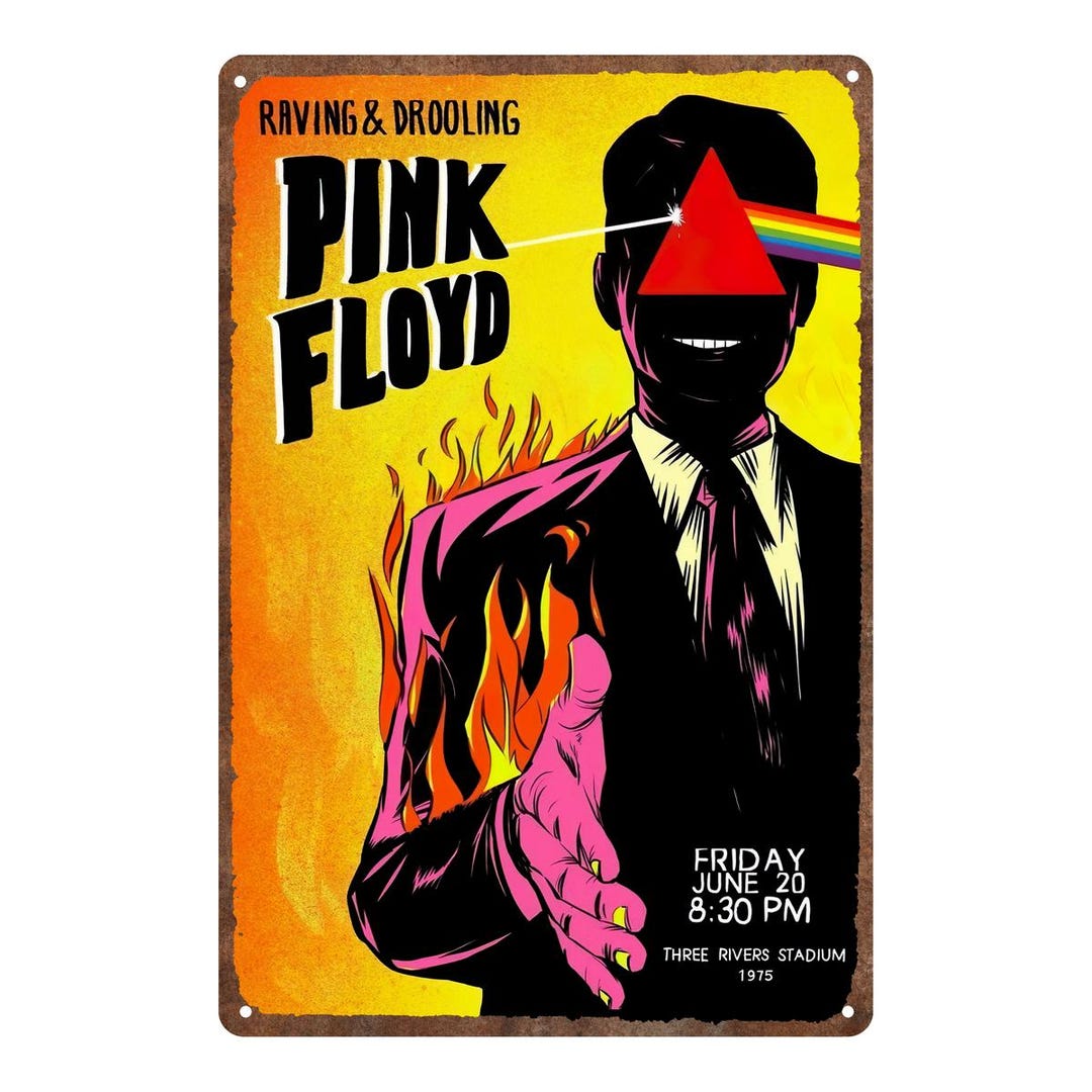 Vintage Pink Floyd Metal Sign Raving & Drooling Concert Poster, Retro ...