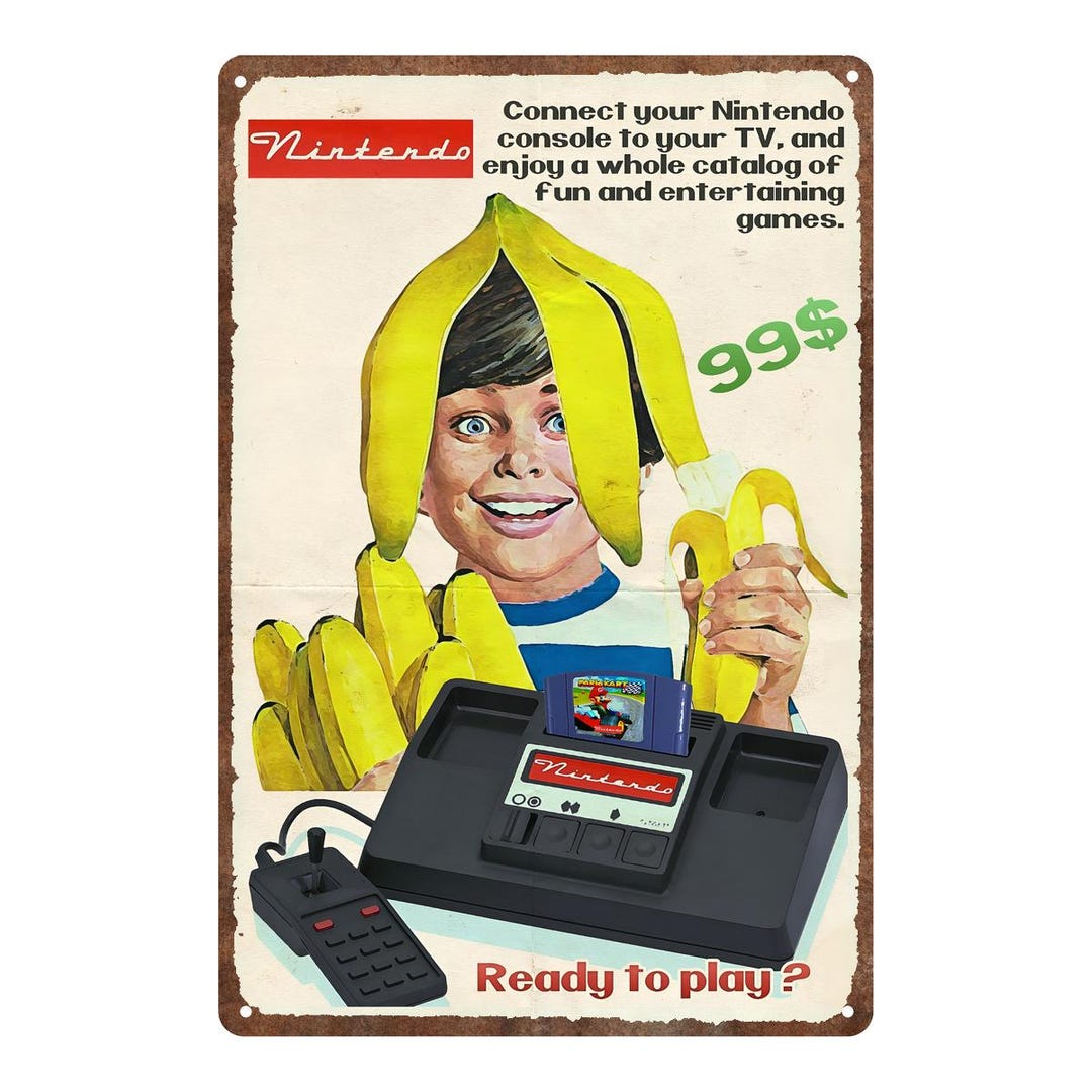 Retro Nintendo Ad Metal Sign NES Console With Mario Kart, 80s Gaming ...