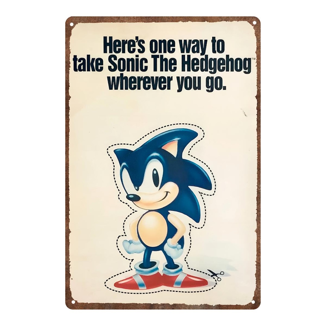 Vintage Sonic the Hedgehog Metal Sign Retro 90s SEGA Game Art, Classic ...