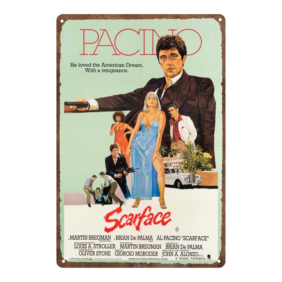 Vintage Scarface Metal Sign Al Pacino Poster, Retro Comic-style Wall ...
