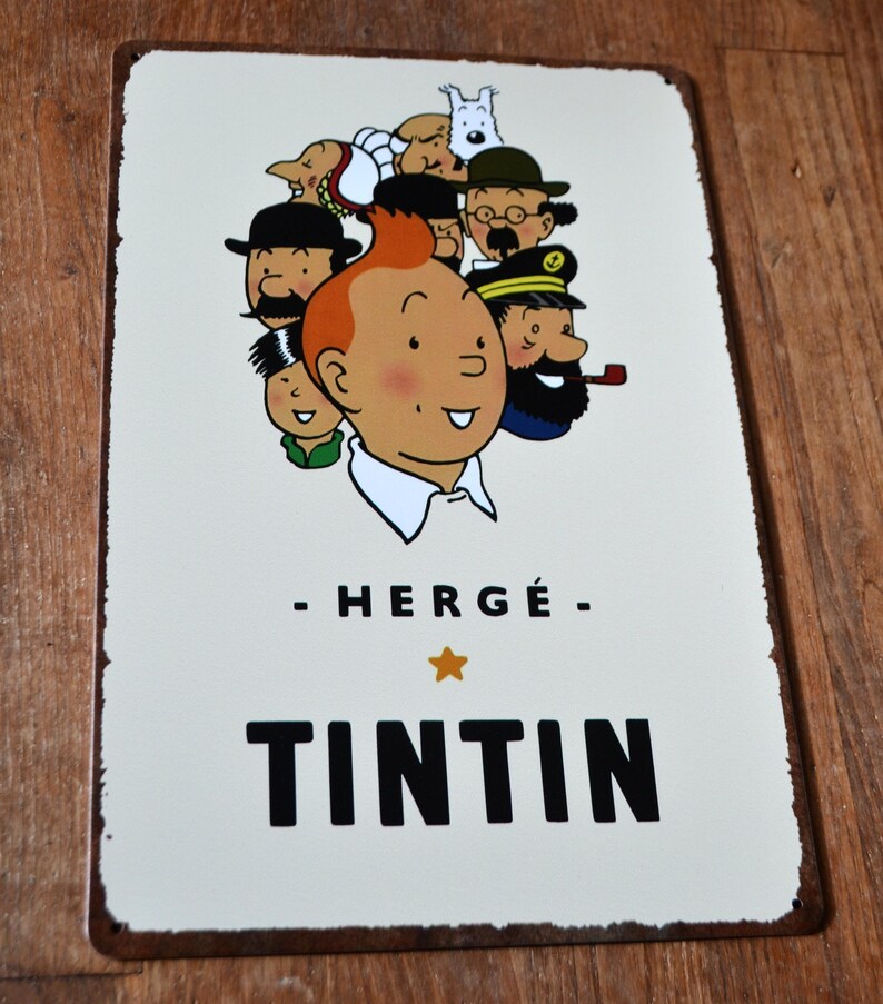 Vintage Tintin Metal Sign the World of Tintin Retro Wall Art Classic ...