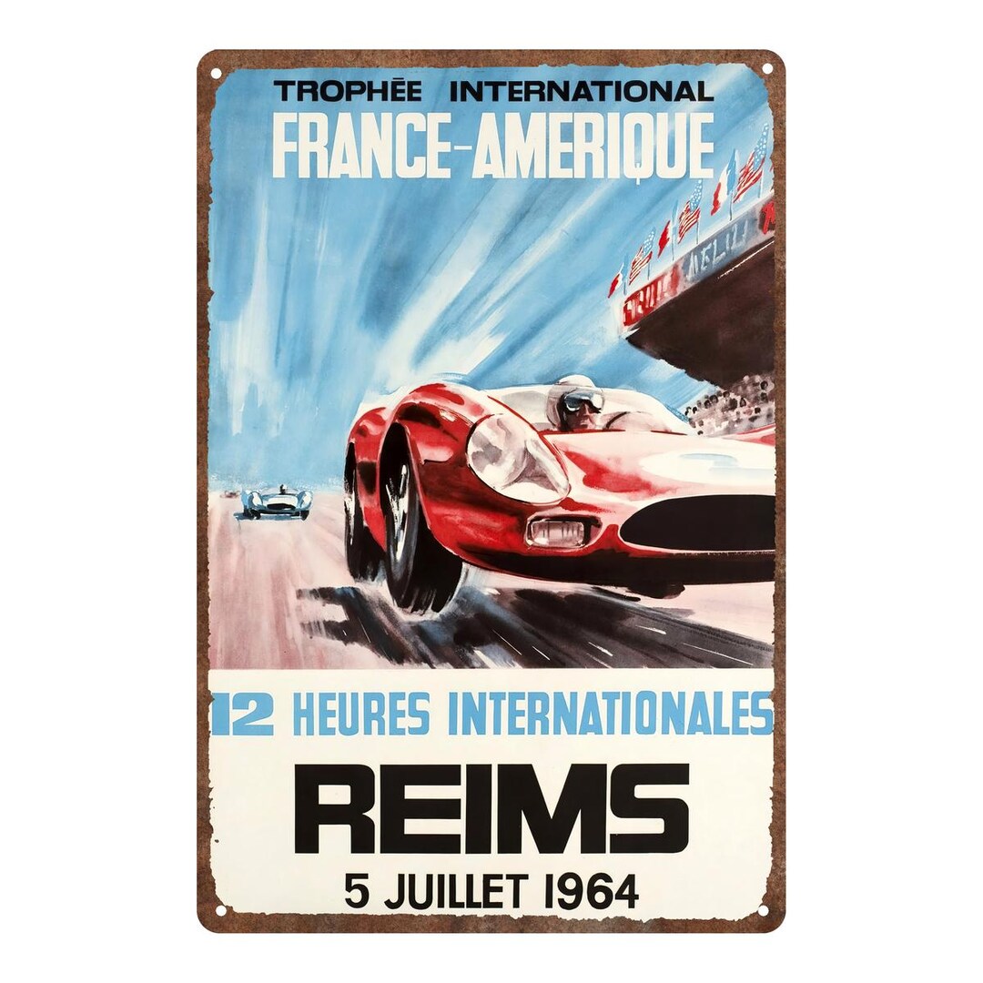Vintage 1964 Racing Metal Sign France-america Trophy Poster French ...