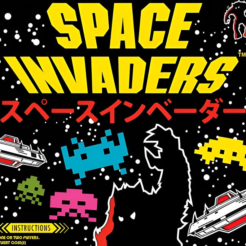 Vintage Space Invaders Metal Sign Retro Arcade Game Art, Classic 80s ...
