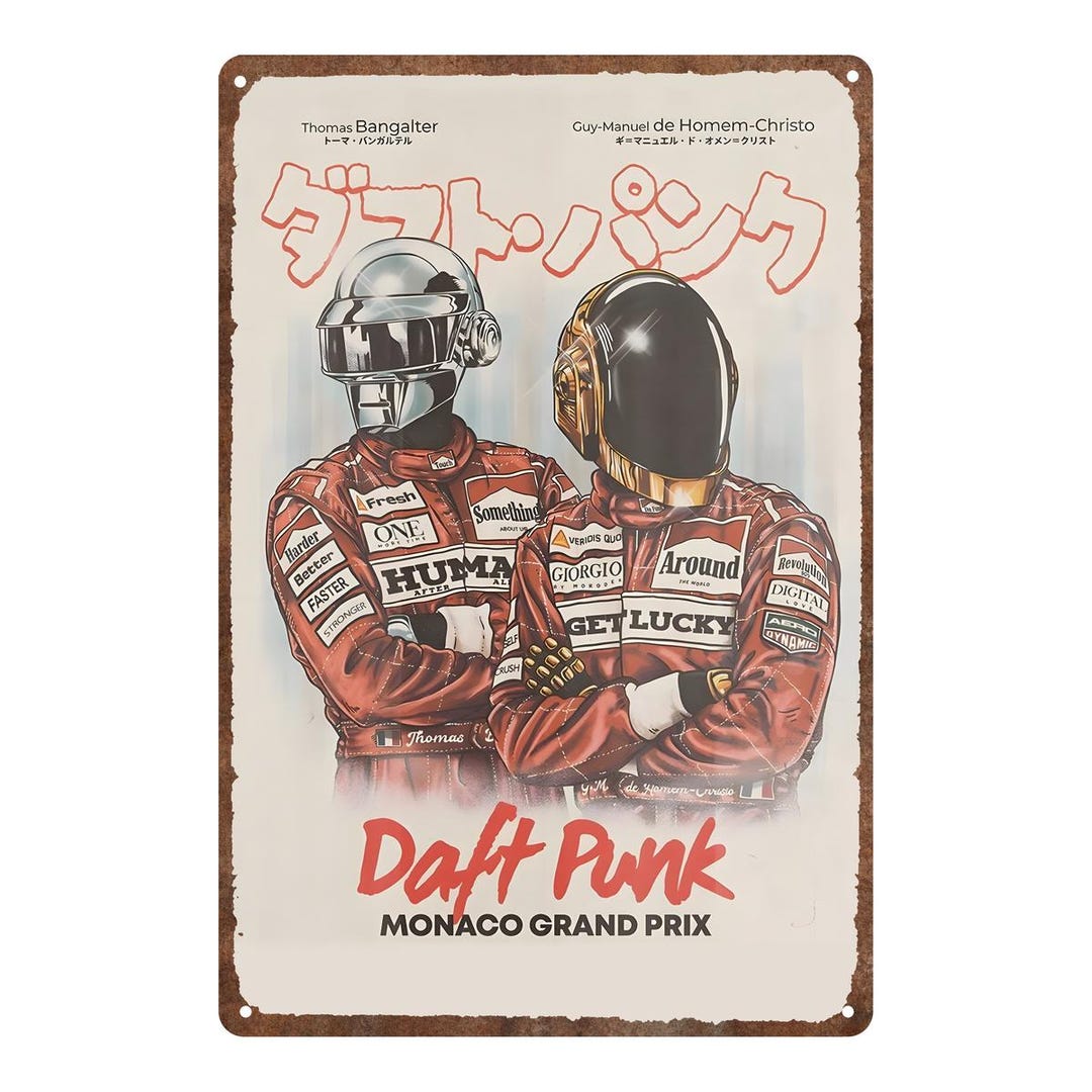 Vintage Daft Punk Metal Sign Monaco Grand Prix F1 Poster French Touch ...