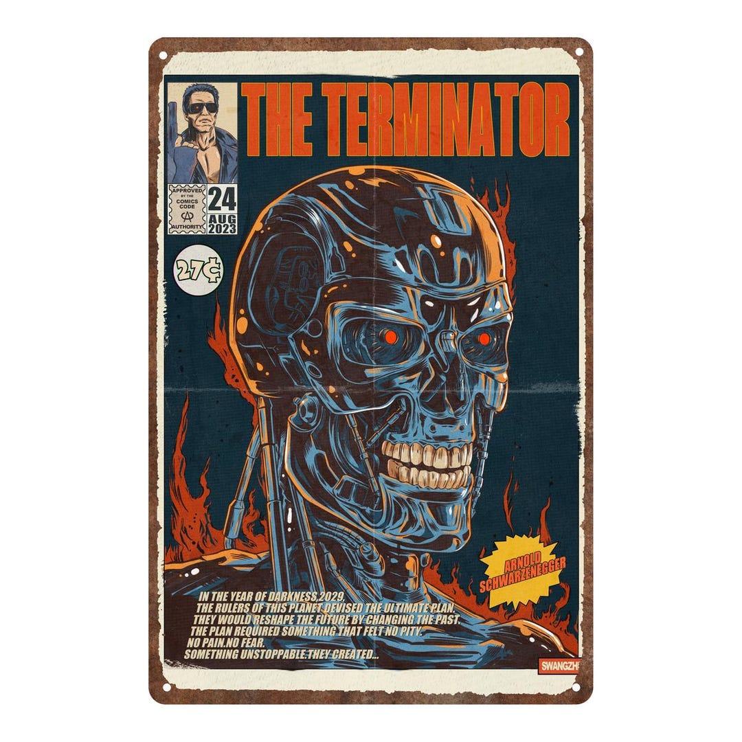 Vintage the Terminator Metal Sign Retro 80s Sci-fi Action Film, Iconic ...