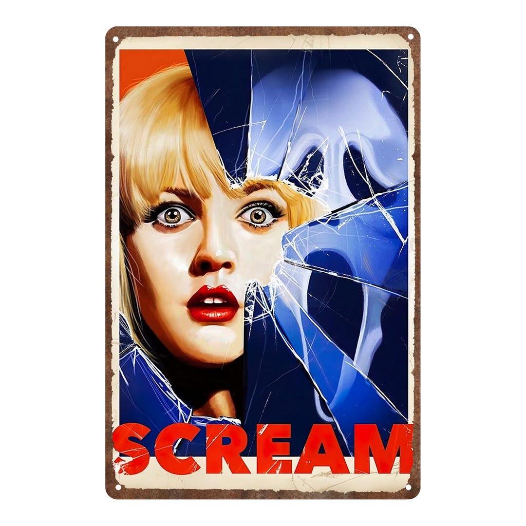 Vintage Scream Metal Sign Horror Movie Wall Art Poster, Retro 90s Cult ...