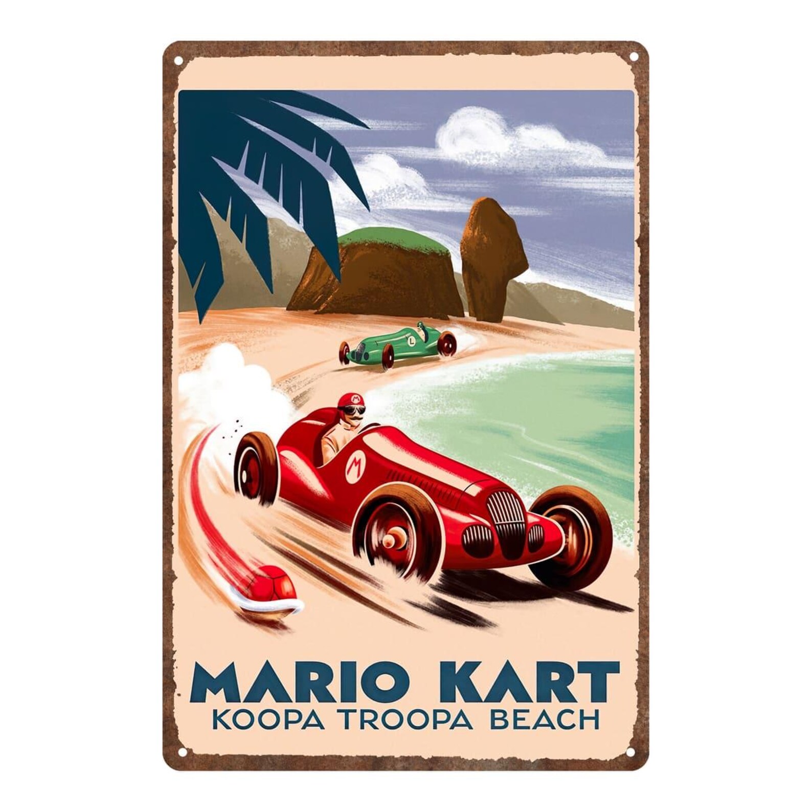 Vintage Mario Kart Metal Sign 1930s Retro Grand Prix Art, Classic ...