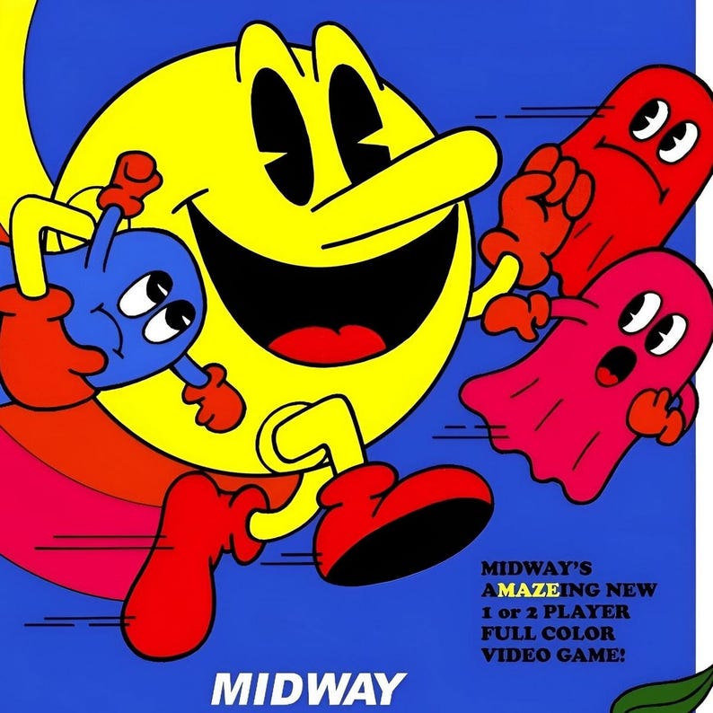 Vintage Pac-man Metal Sign Retro Arcade Game Decor, Classic 80s Wall ...
