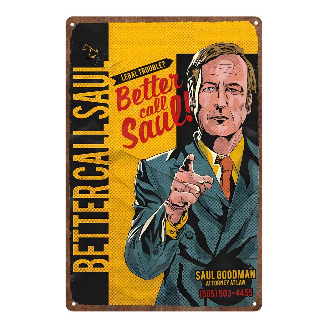 Vintage Better Call Saul Metal Sign Retro Saul Goodman Ad Poster legal ...