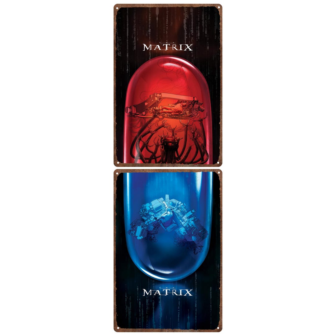 The Matrix Red Pill & Blue Pill Metal Sign Set Sci-fi Wall Art Diptych ...