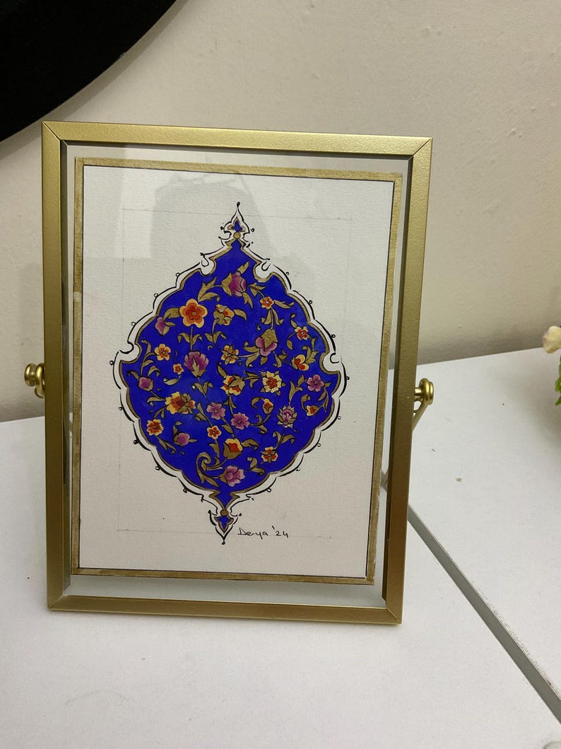 Traditional Turkish Motifs,illumination Art,hand Painted,framed Decor ...