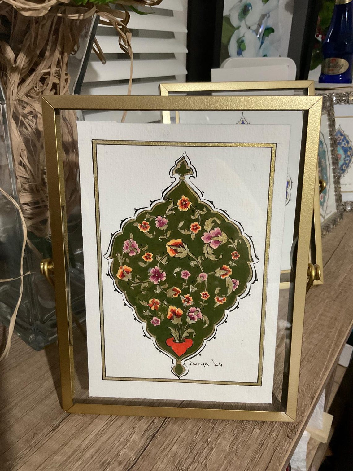 Traditional Turkish Motifs,illumination Art,hand Painted,framed Decor ...