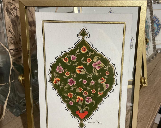Traditional Turkish Motifs,illumination Art,hand Painted,framed Decor ...