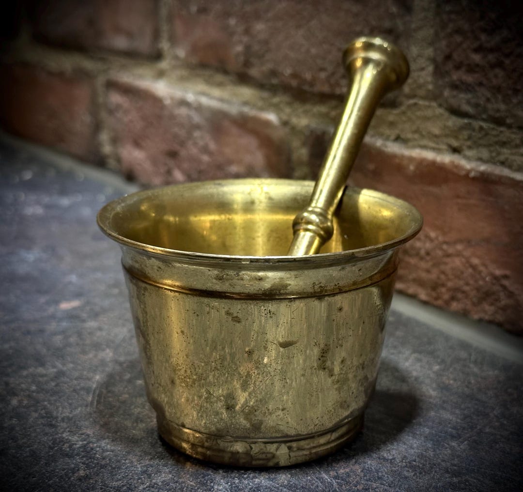 Vintage Brass Mortar and Pestle Magic Trolldom Witchcraft Poison Path ...